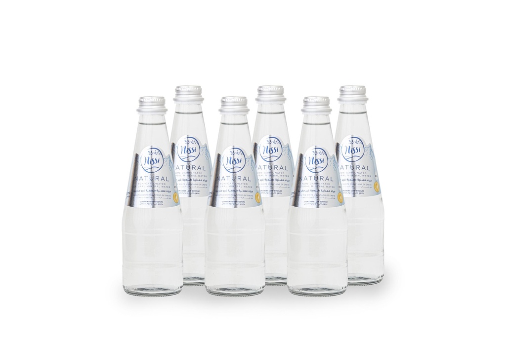 Nissi Greek Mountain Spring Water Glass Bottle 330ml (6pc) | Agora UAE